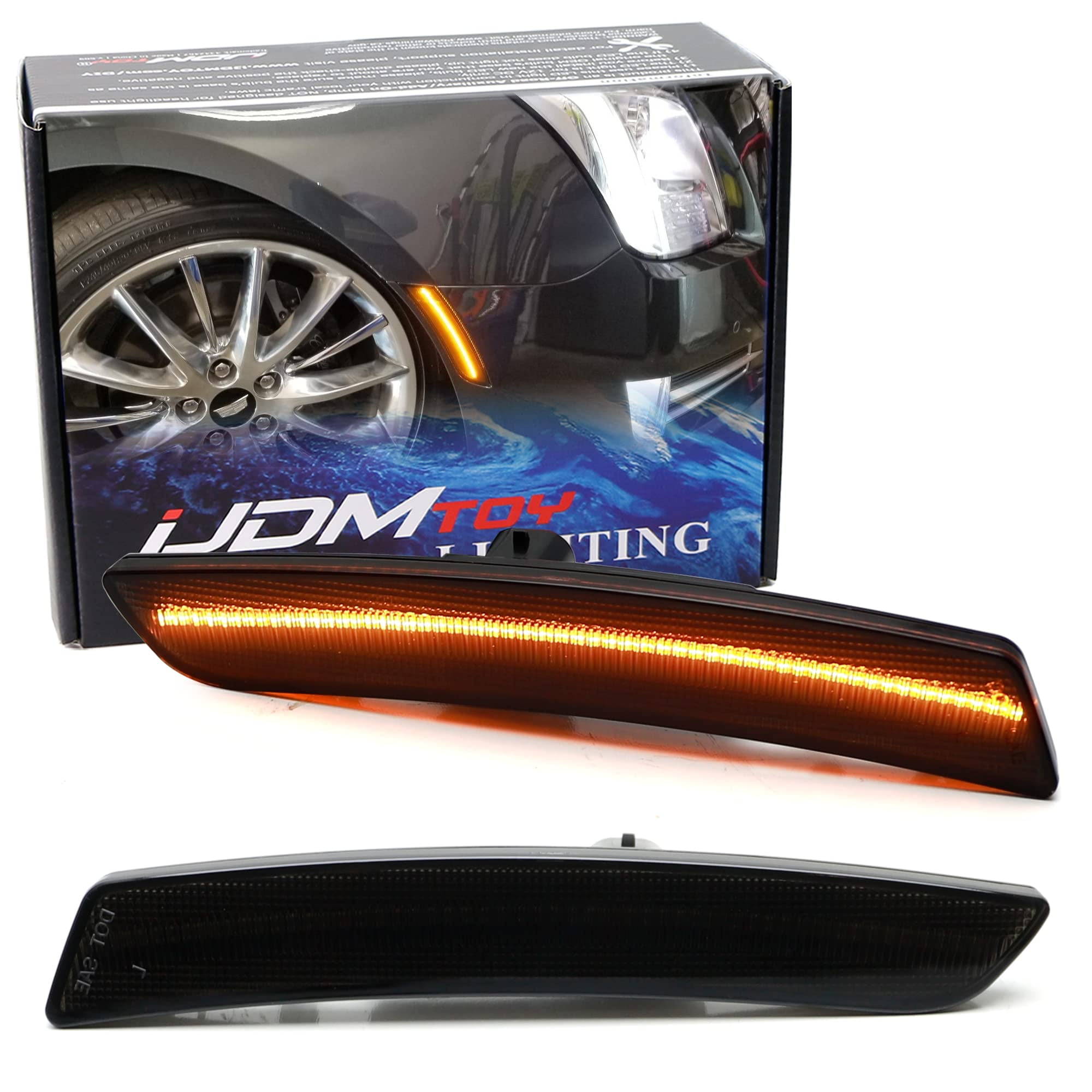 Black-Out Smoked Lens 36-SMD Amber Full LED Bumper Side Marker Light ...