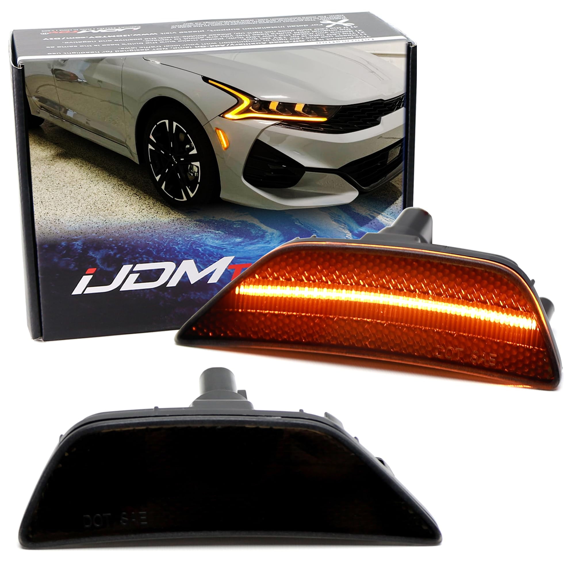 Black-Out Smoked Lens 36-SMD Amber Full LED Bumper Side Marker Light ...