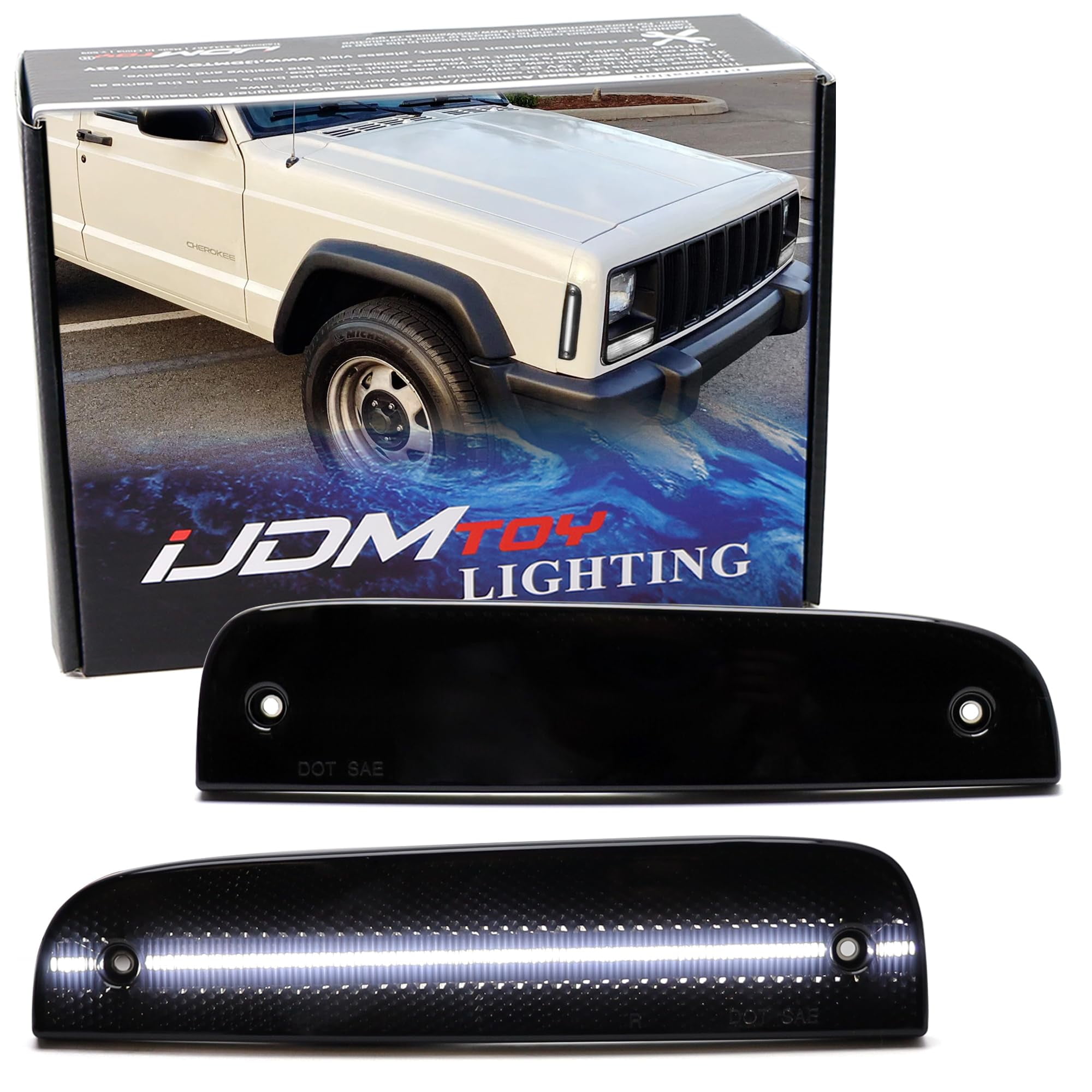 Black-Out Smoked Lens 36-SMD White Full LED Front Side Marker Light Kit For Jeep 1997-2001 ...