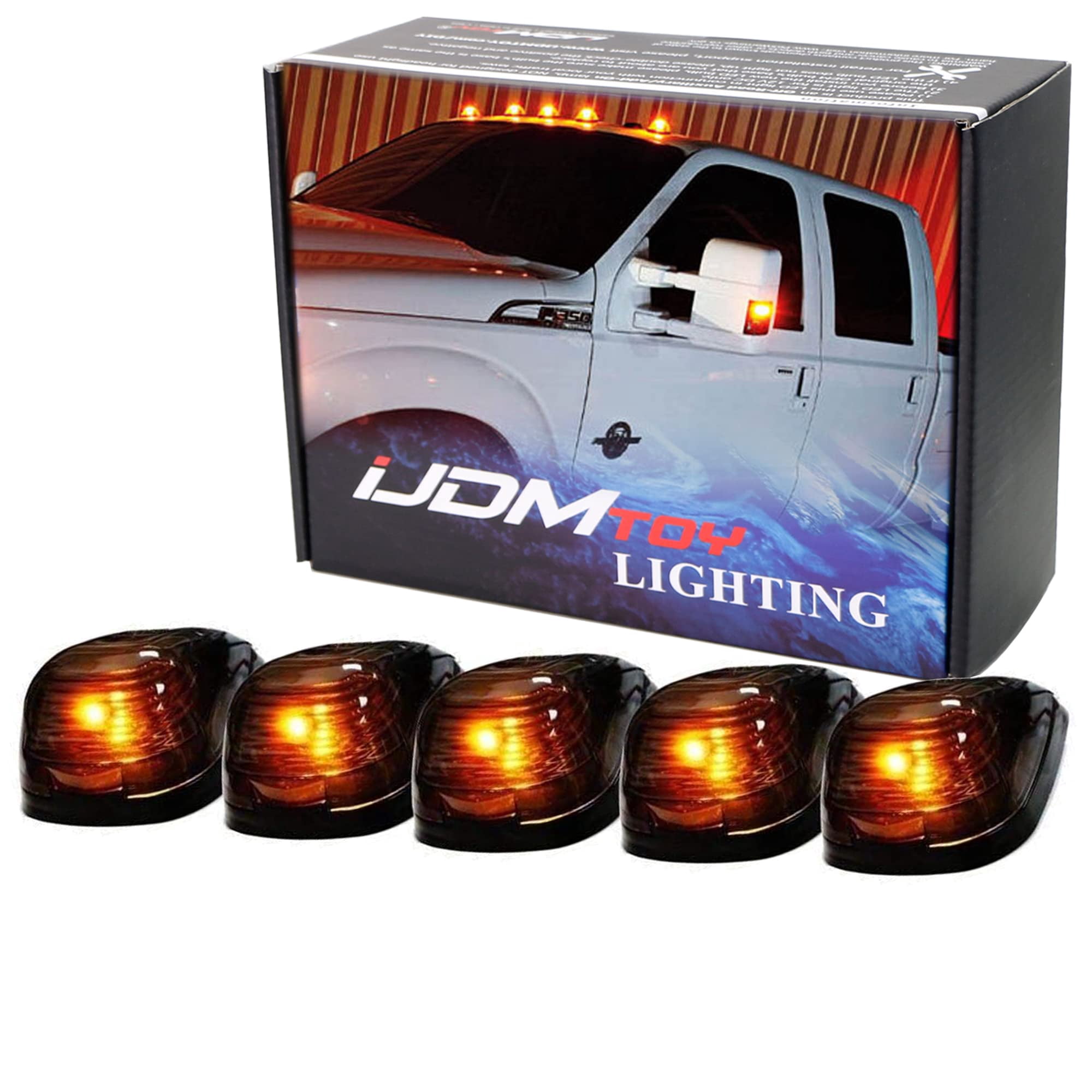 Black-Out Smoked Lens Amber LED Illuminated Cab Roof Clearance Marker ...