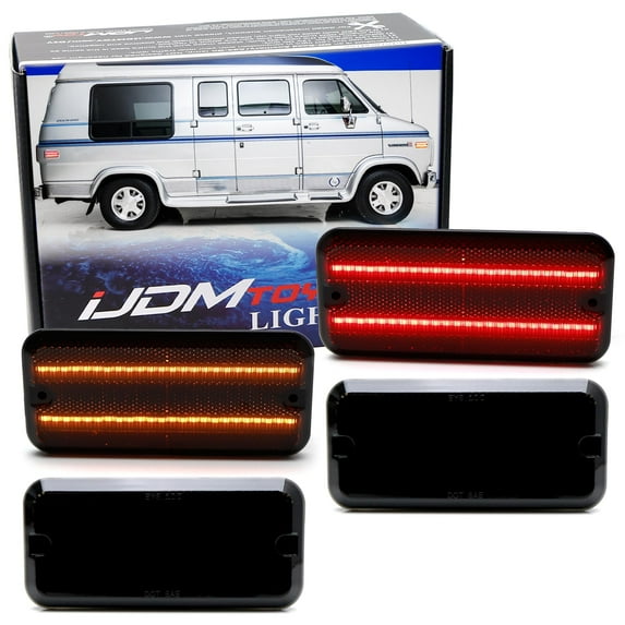 Black-Out Smoked Lens Amber/Red Full LED Front/Rear Side Marker Light ...