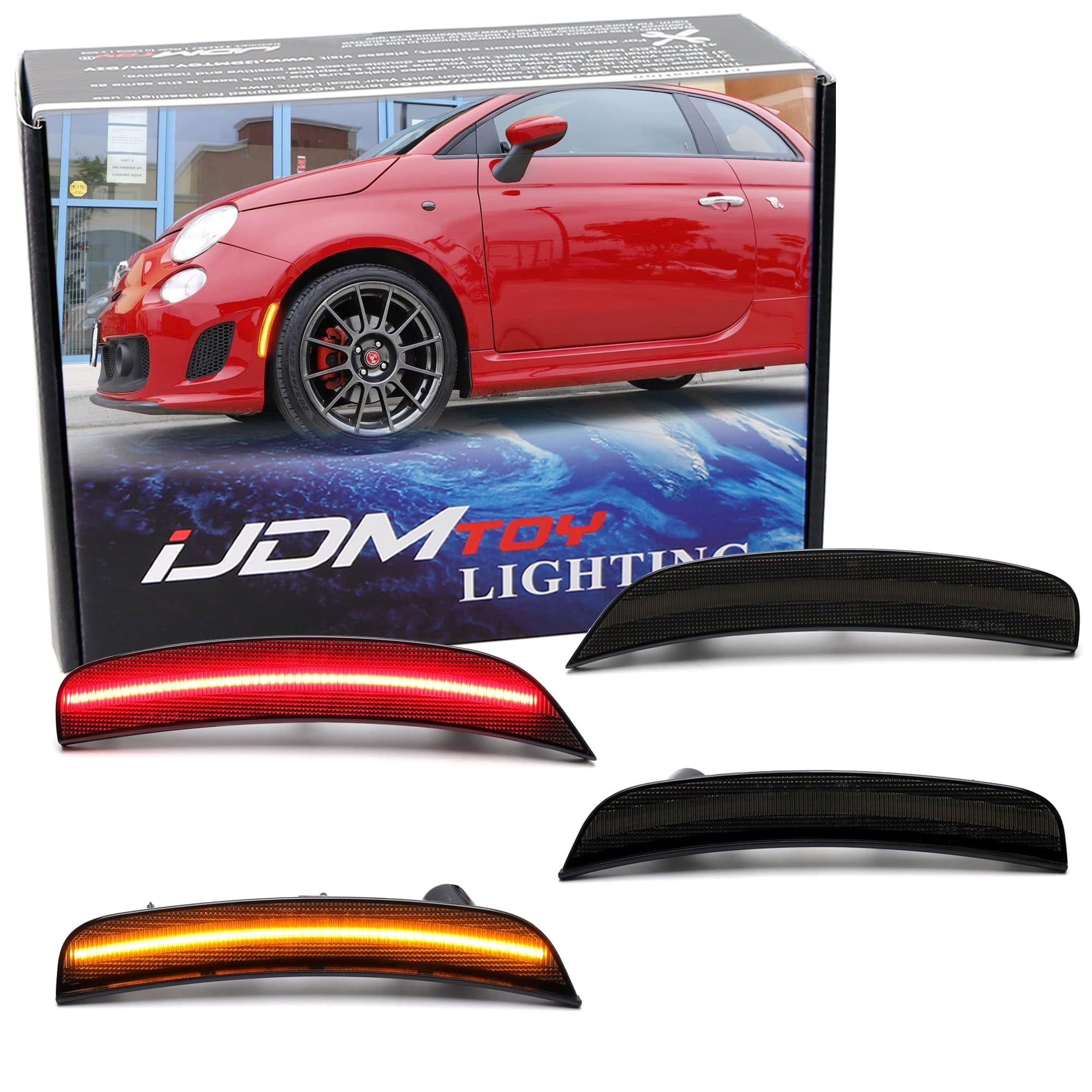 Black-Out Smoked Lens Amber/Red Full LED Wheel Arch Side Marker Light ...