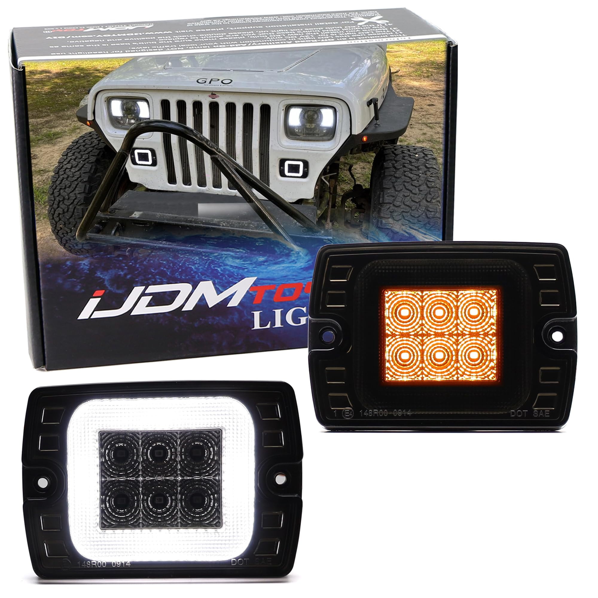 Black-Out Smoked Lens White LED Driving Light/Amber Switchback Sequential Blink LED Front Turn ...