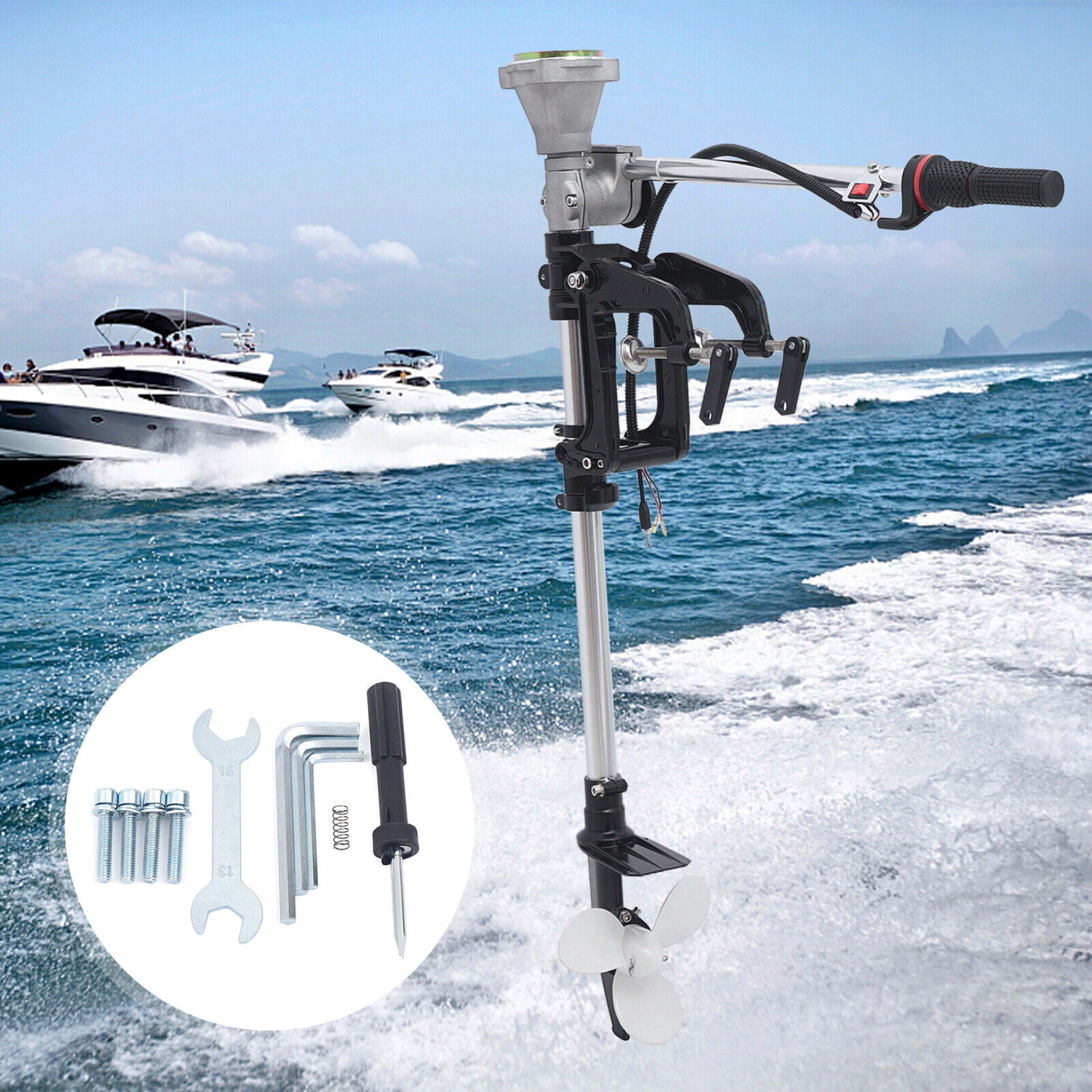 Black Outboard Motor Boat Heavy Duty Fishing Boat Water Cooling for ...