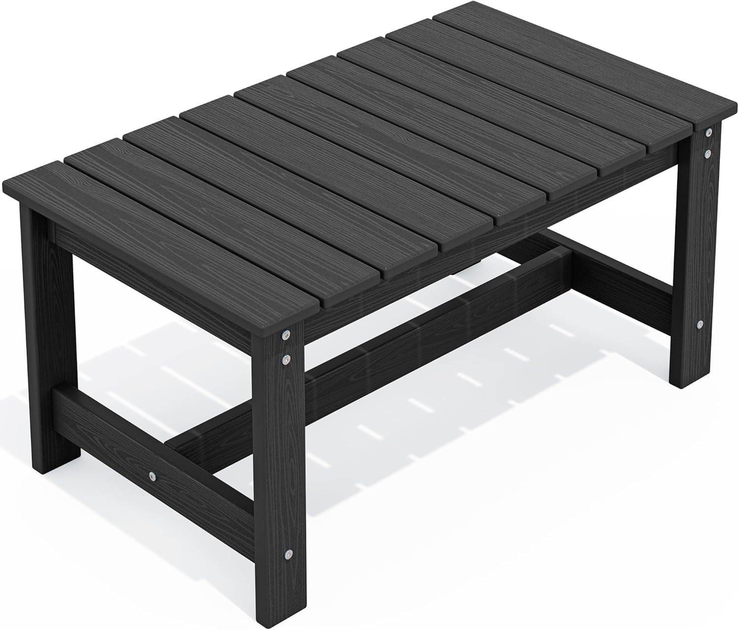 Black Outdoor Coffee Table, HDPE Patio Coffee Table for Outside ...