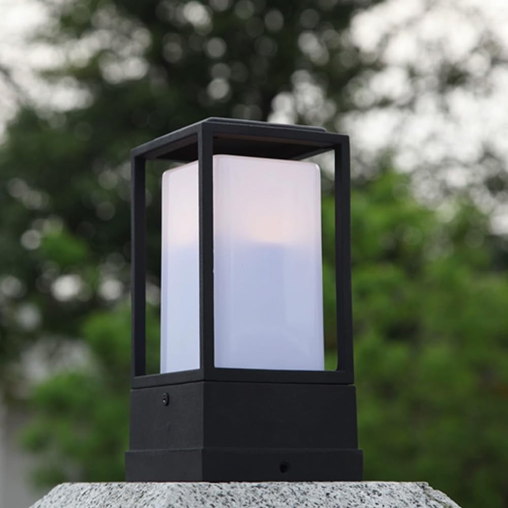 Black Outdoor Column Light Aluminum Housing Post Light Fixture External ...