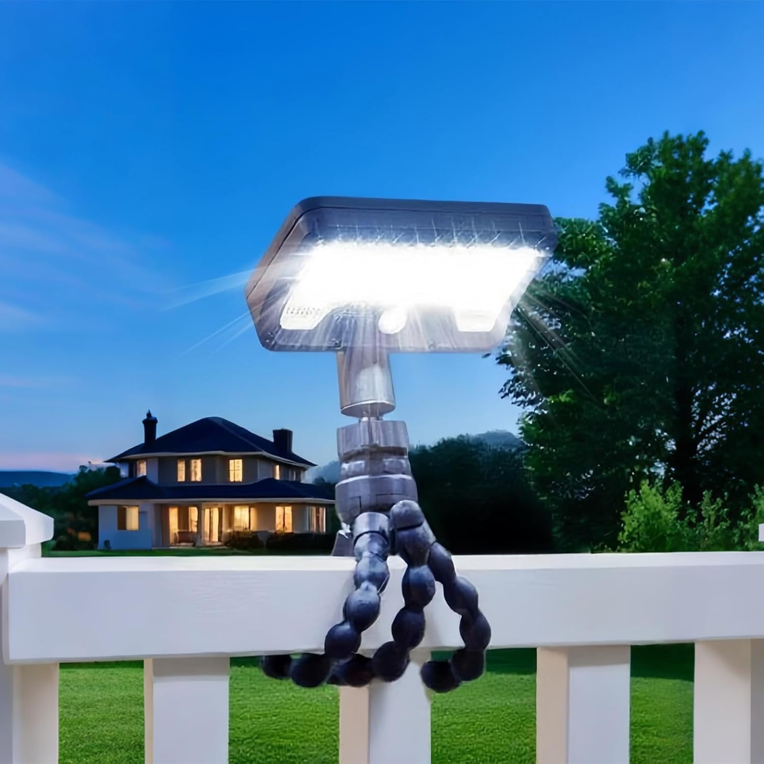 Black Outdoor Motion Sensor Solar Lights, Flexible Octopus Design, 600 ...