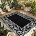 Black Outdoor Rug, Boho Diamond Pattern Border Rustic Southwestern Non ...