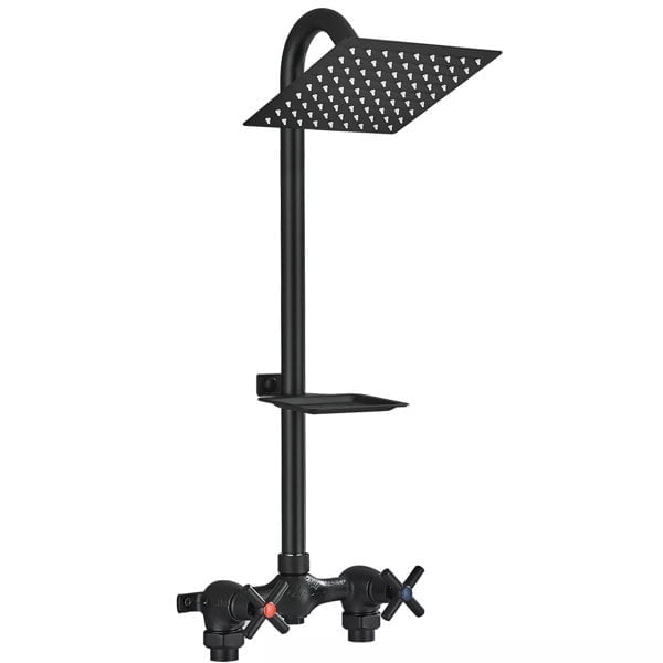 Black Outdoor Shower Fixture System 6" Rain Shower head Combo Shower ...