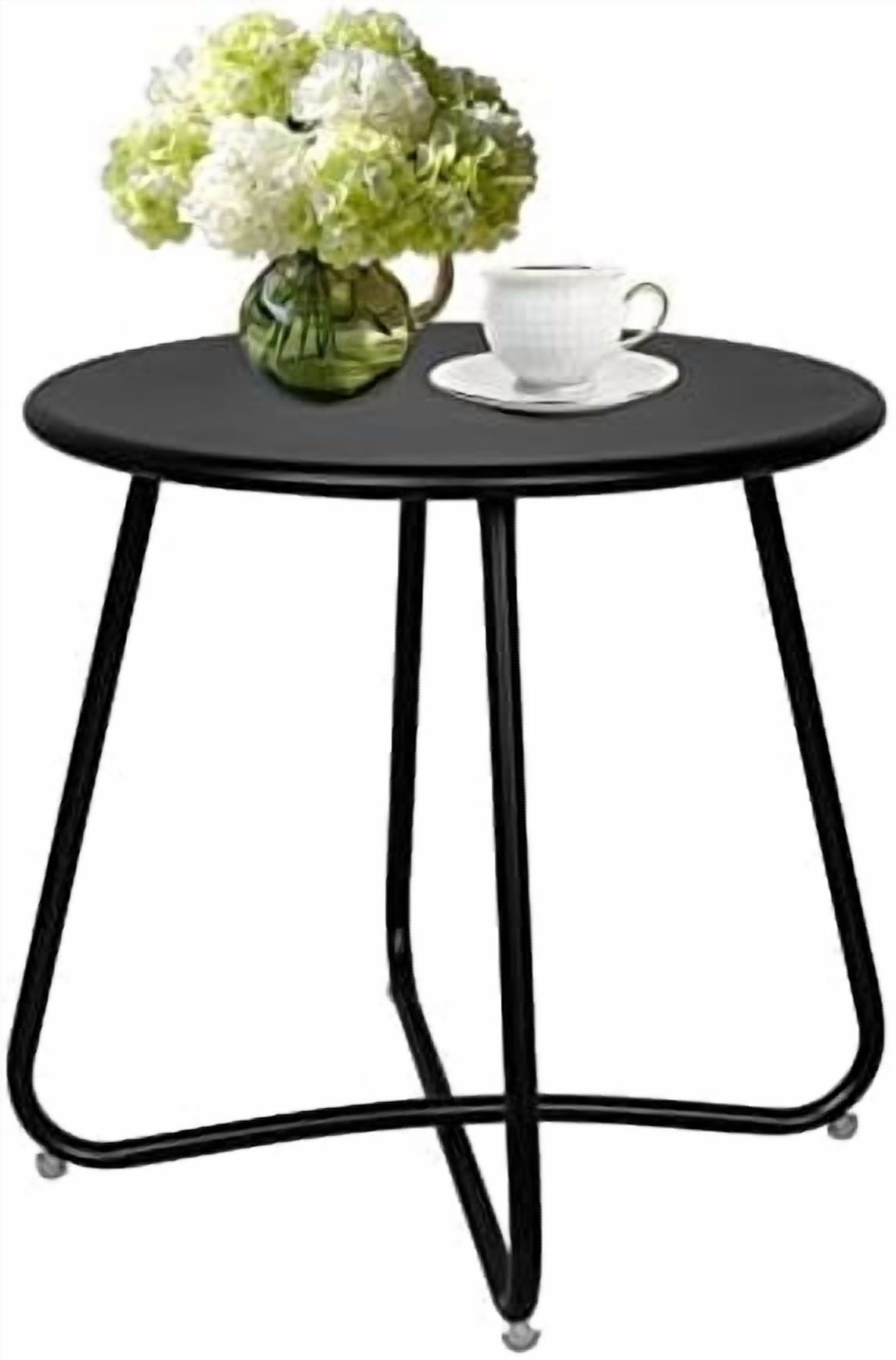 Black Outdoor Side Tables, Small Outdoor Table, Round Side Table Steel ...