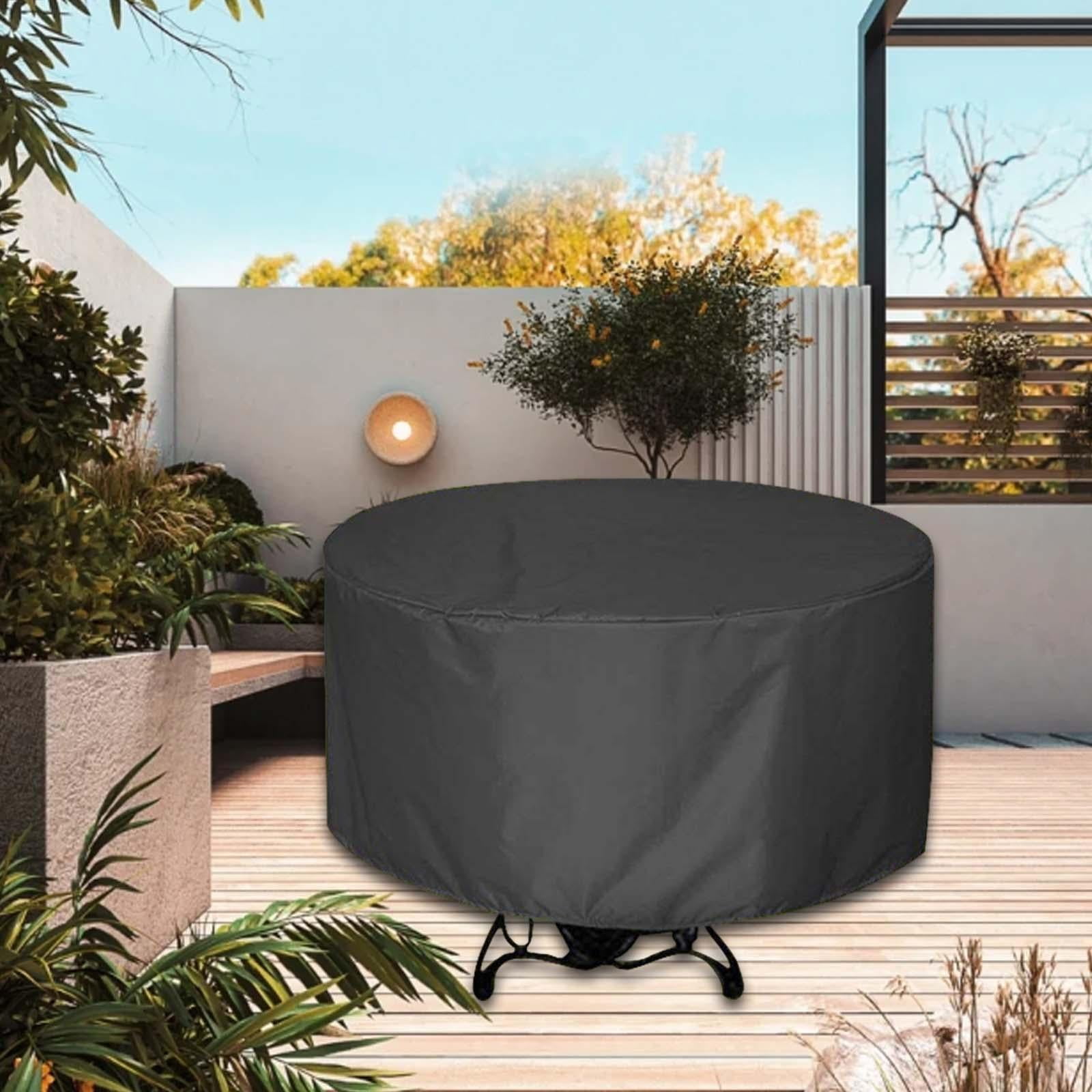 Black Outdoor Table Cover Round Outside Table Cover Tear Resistant Easy ...
