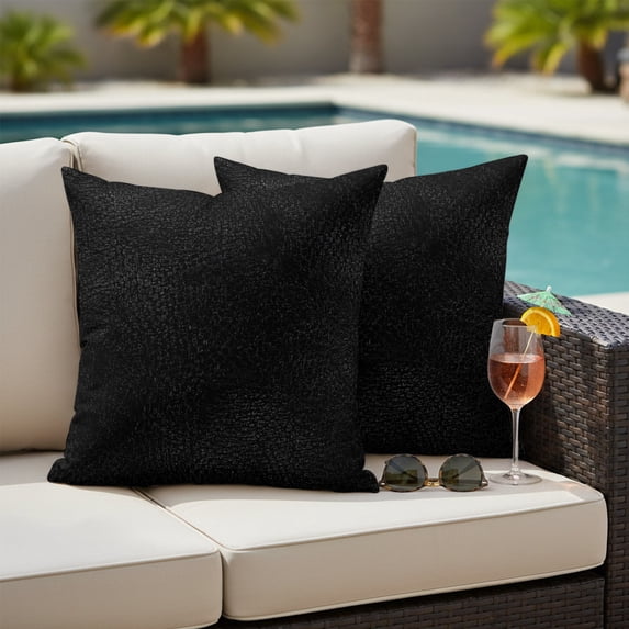 Black Outdoor Throw Pillow Covers Set of 2, Modern Minimalist Classic ...