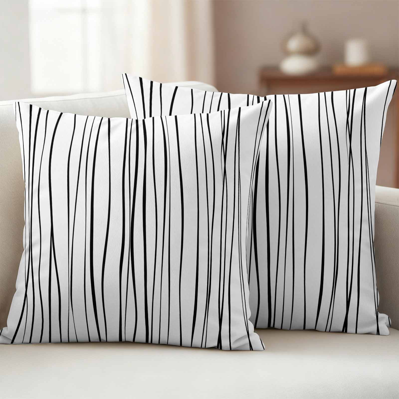 Black Outdoor Waterproof Throw Pillow Covers 20x20 Set of 2, Abstract ...