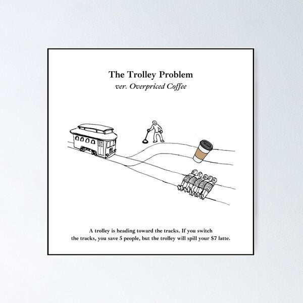 (Black Outline) Coffee Trolley Poster Wall Art, Modern Wall Decor For ...