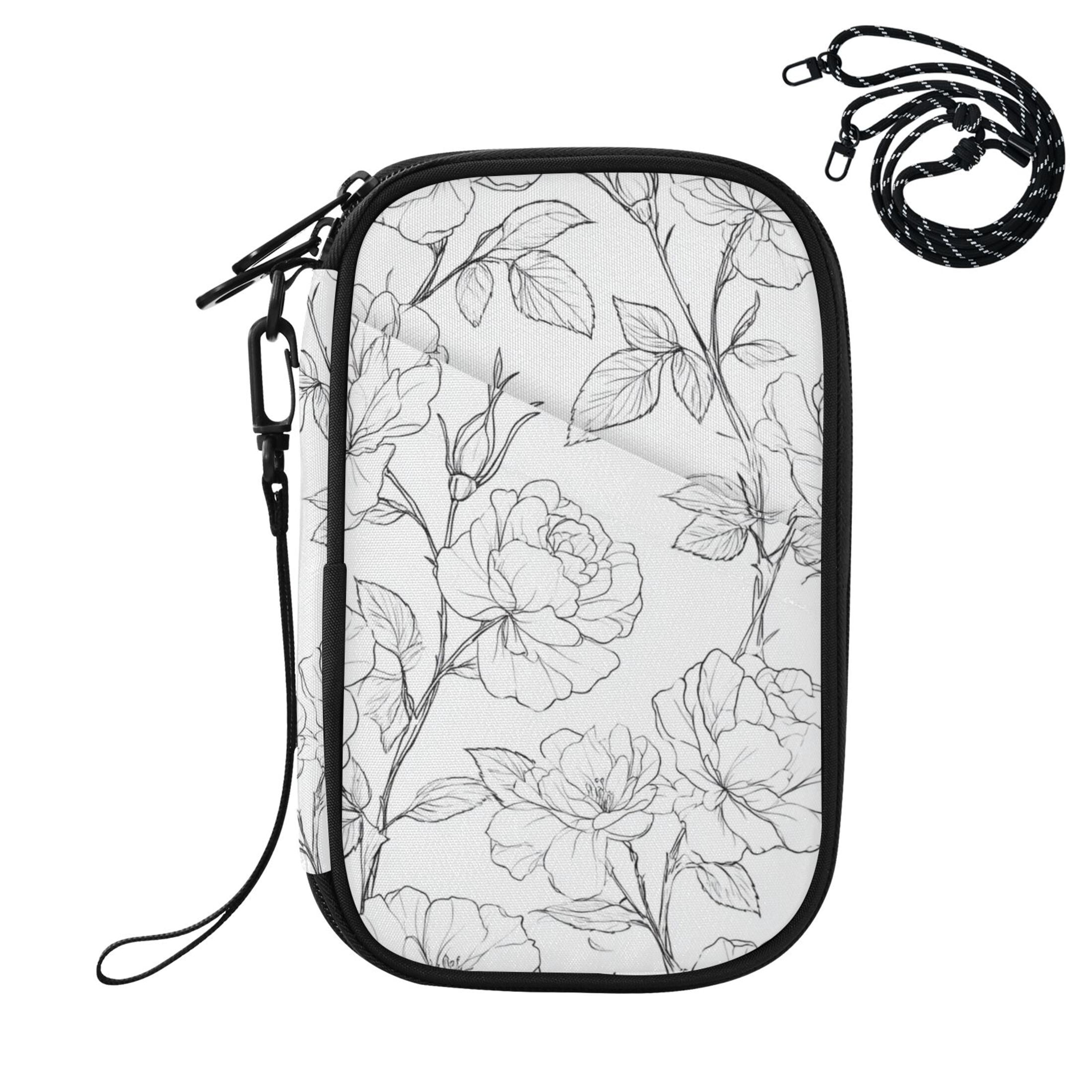 Black Outline Roses Valentine Passport Holder Travel Document Organizer ...