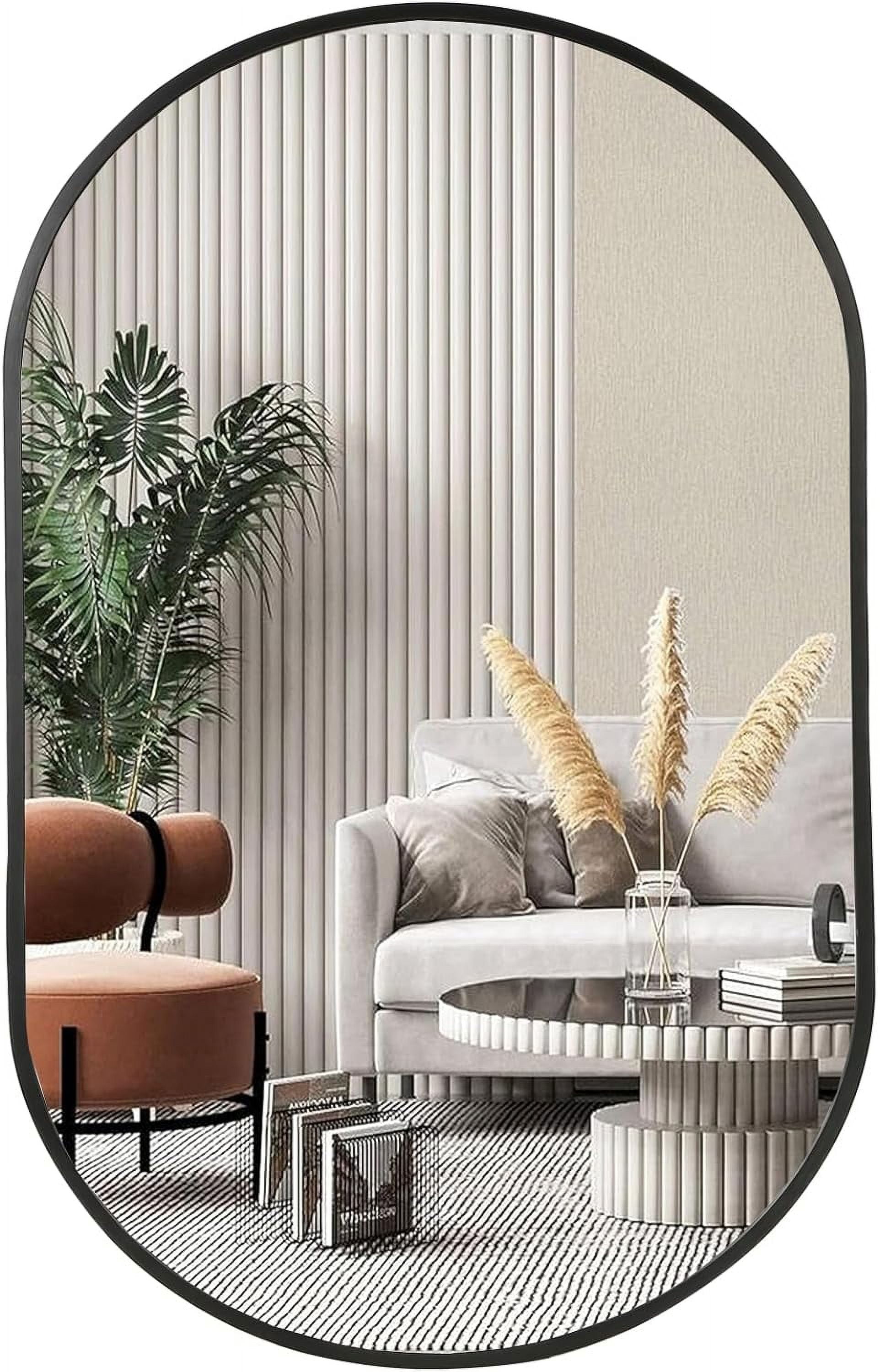 Black Oval Mirror, 17"x30" Oval Bathroom Mirror, Vanity Mirror with ...