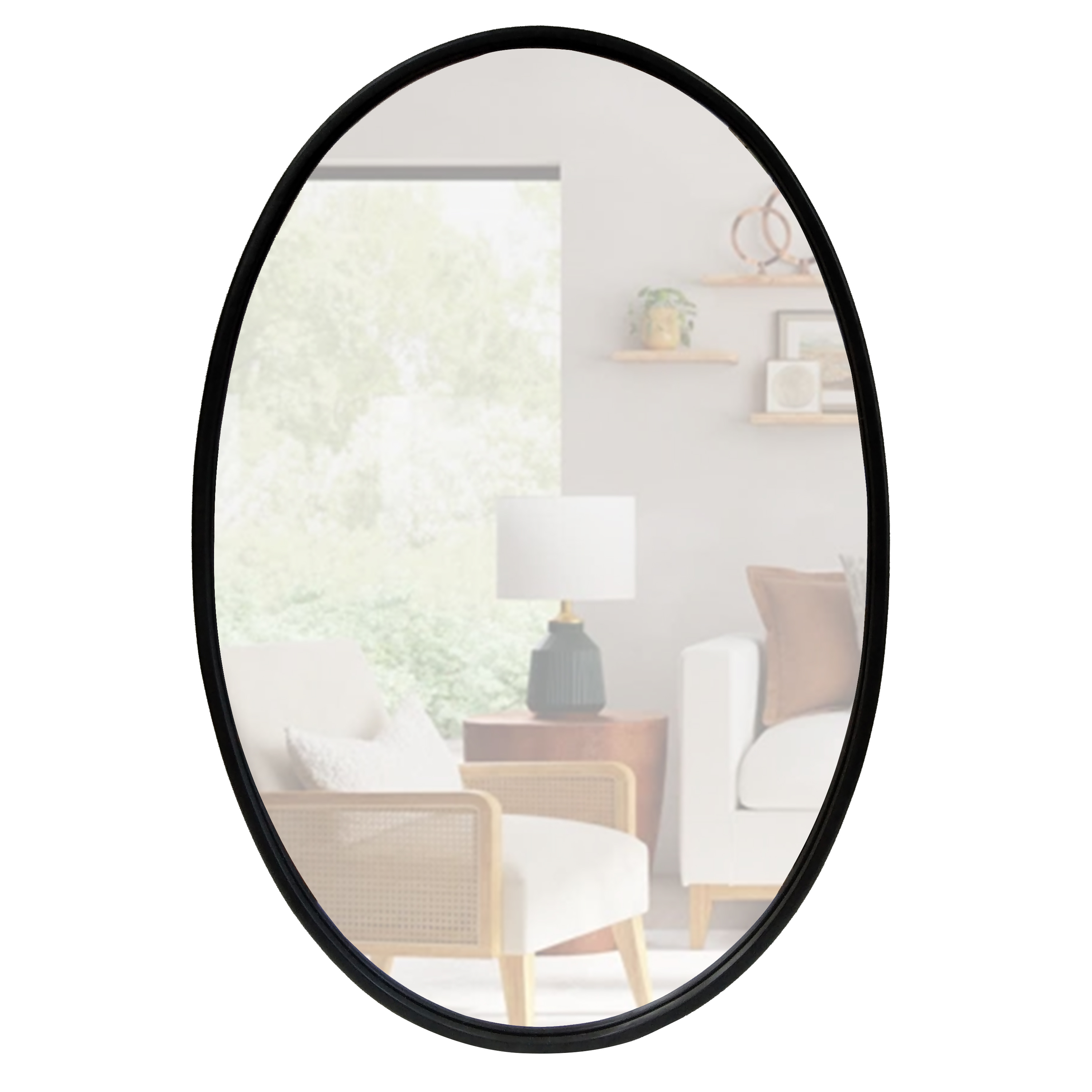 Black Oval Wall Mirror 21X31", Metal Frame with Wood Backing - Walmart.com