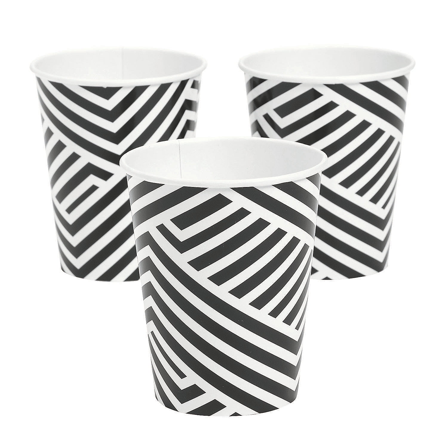 Black Overlapping Chevron Cup - Party Supplies - 8 Pieces - Walmart.com