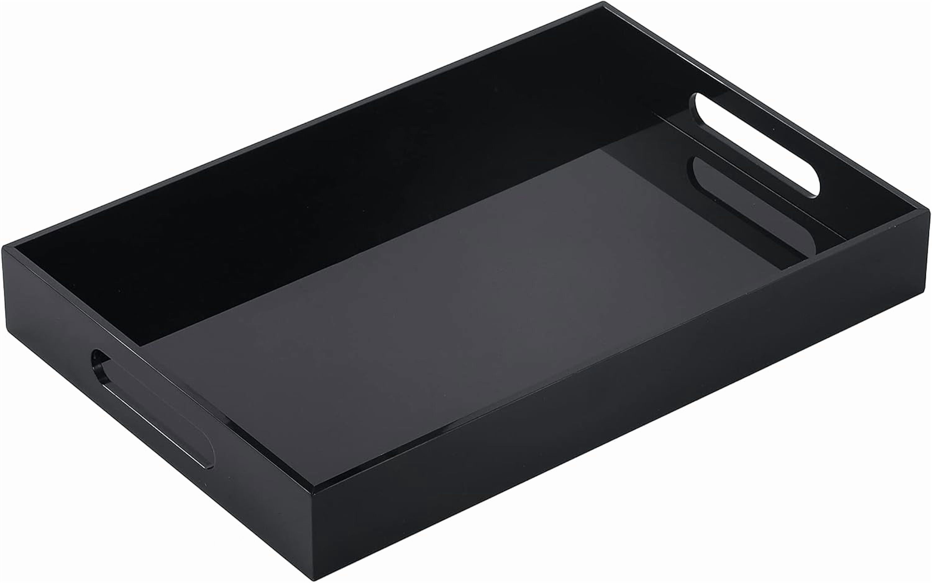 Black Oversize Acrylic Serving Tray with Handles 10x15 Inch -Spill ...