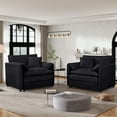 Black Oversized Chenille Accent Chair Set of 2, Comfy Single Sofa Chair ...