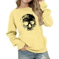 Black Oversized Skull Print Pullover Hoodie with Front Pocket for Teen ...