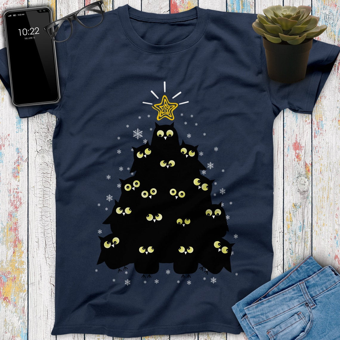 Black Owl Tree Star Above Tee Shirt Owl Shirt, Owl Gift, Owls Gifts ...