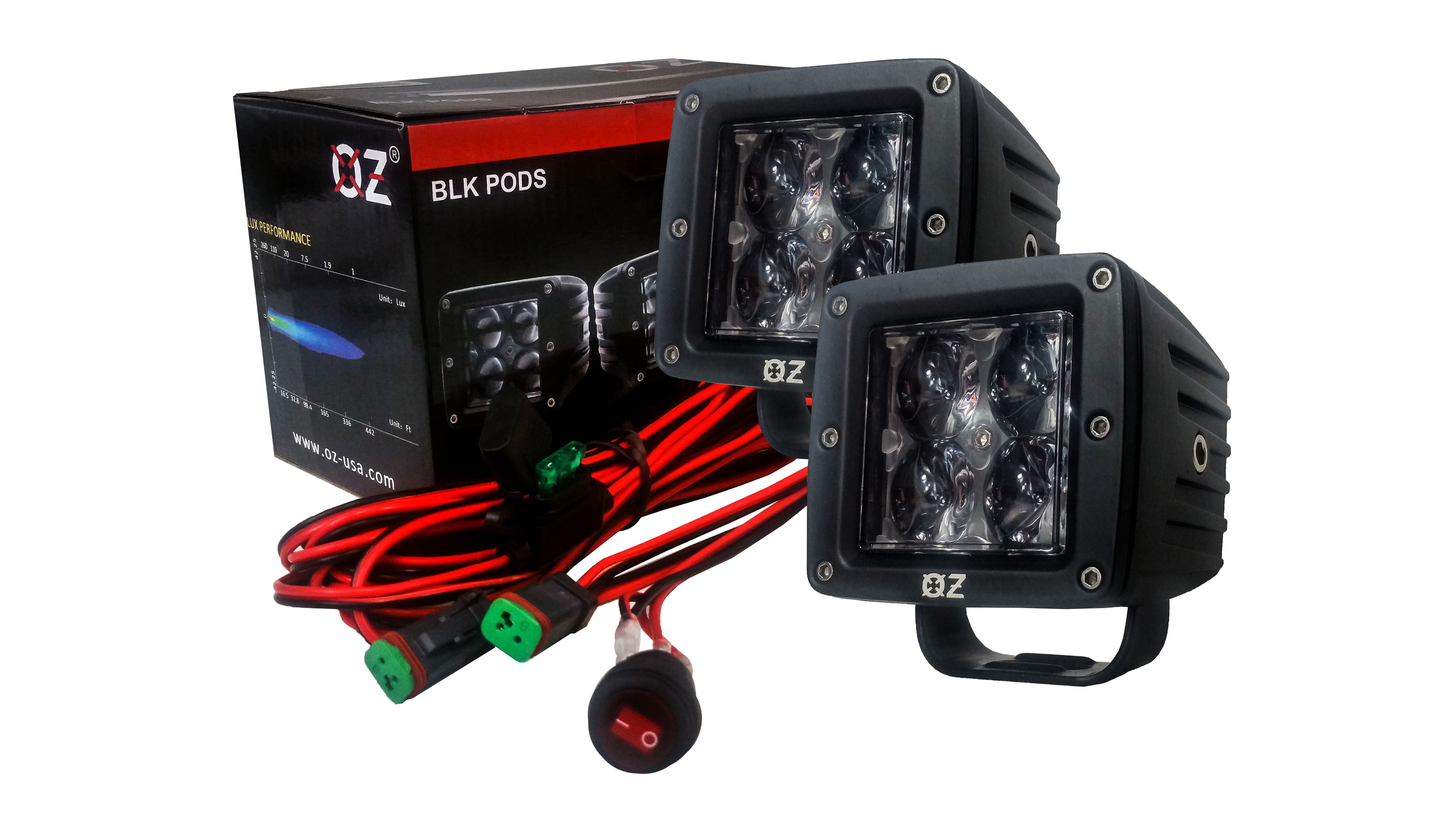 Black POD 3" OZ-USA Ultra Flood Optic Lens 20w LED Cube Hyper Wide Beam ...