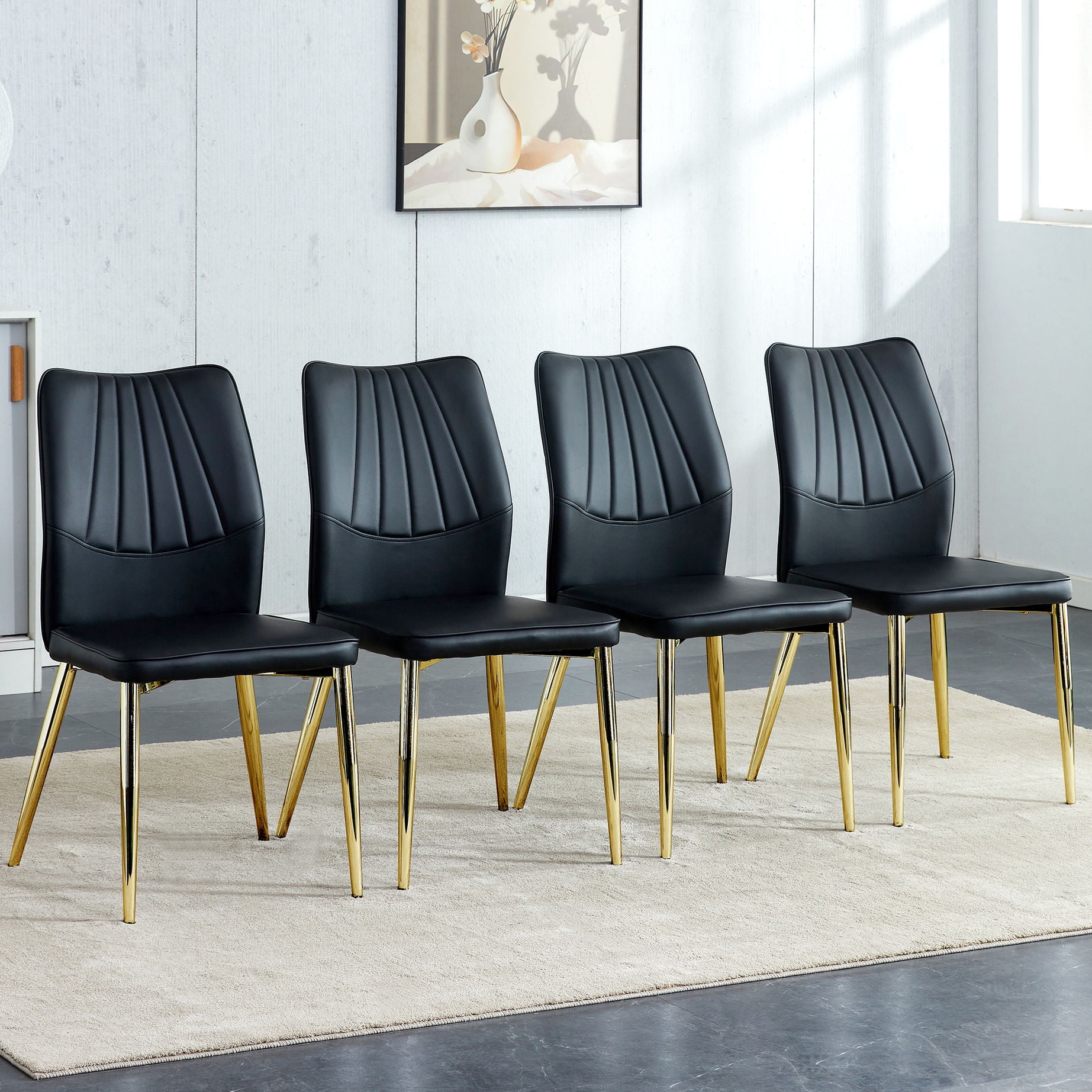 Black PU Dining Chairs (Set of 4) | Suitable for Different Decor Styles ...