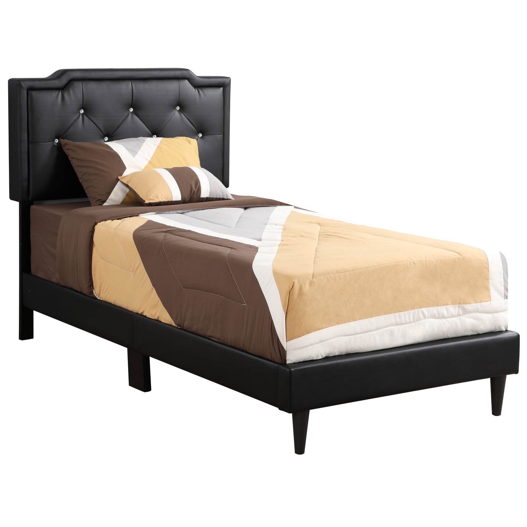 Black PU Foam Filler Bed - Spacious Dimensions - Bedroom Decor ...