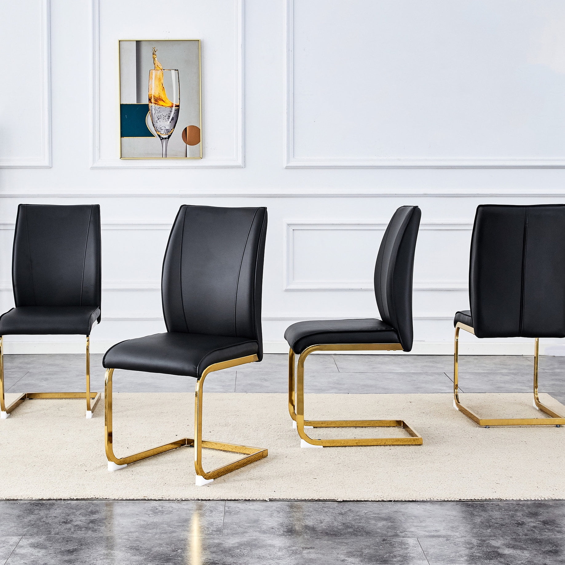 Black PU Material - High Resilience Support - Dining Area Use ...