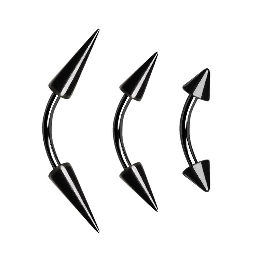 Black PVD Plated Curved Barbell with Spikes - Walmart.com