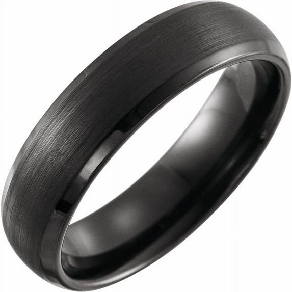 Black PVD Tungsten 6 mm Beveled-Edge Comfort-Fit Band Size 10 - Solid ...