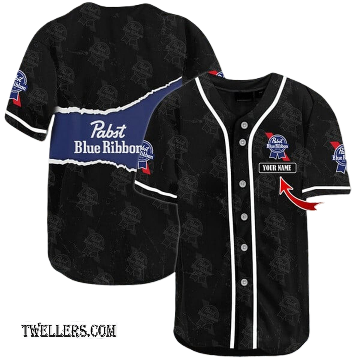 Black Pabst Blue Ribbon Seamless Baseball Jersey 256, Beer baseball ...