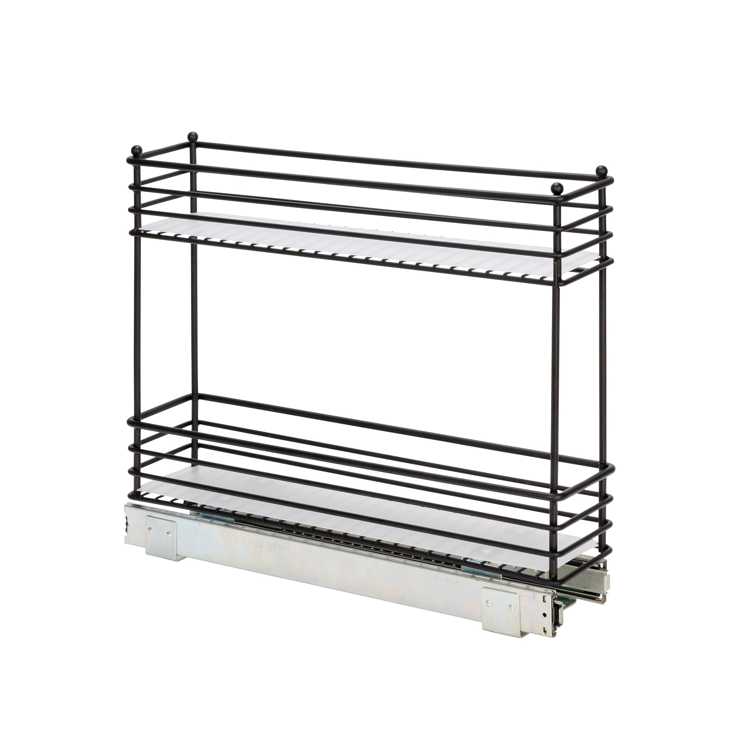 Black Paint-Finished Steel Two-Tier Slide-Out Storage Rack with Plastic ...