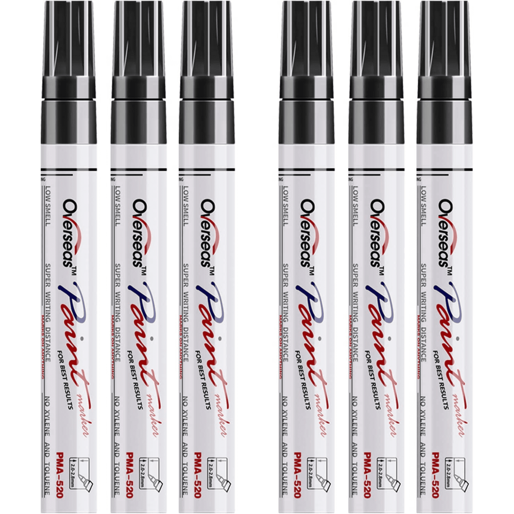 Black Paint Markers Pens - Single color 6 Pack Permanent Oil Based ...