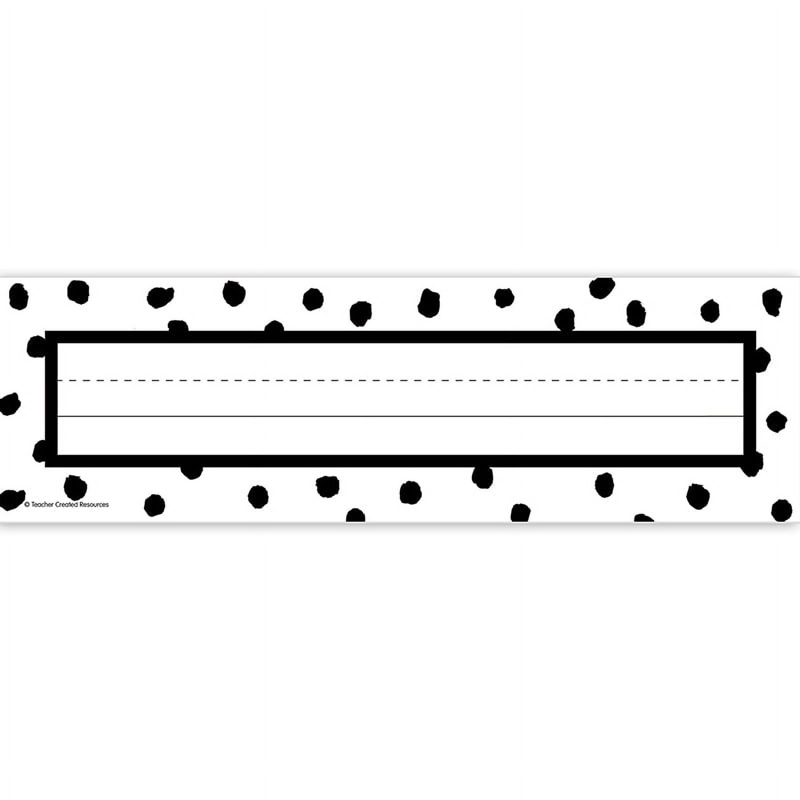 Black Painted Dots on White Flat Name Plates, 11-1/2" x 3-1/2", Pack of ...