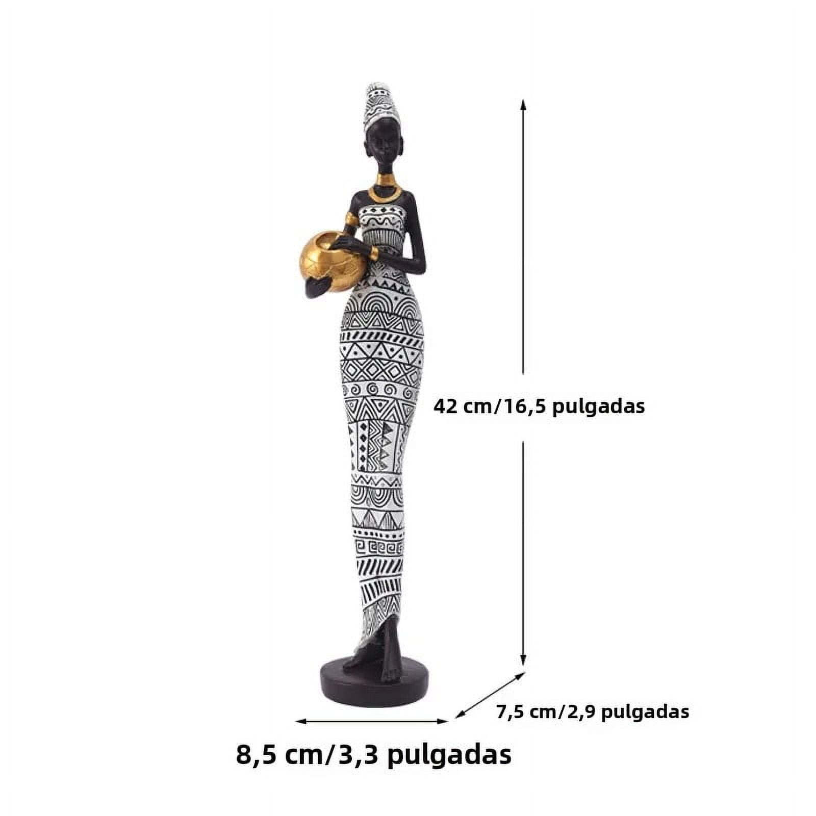 Black Painted Resin Statue SAAKAR Figurine Retro African Woman with ...