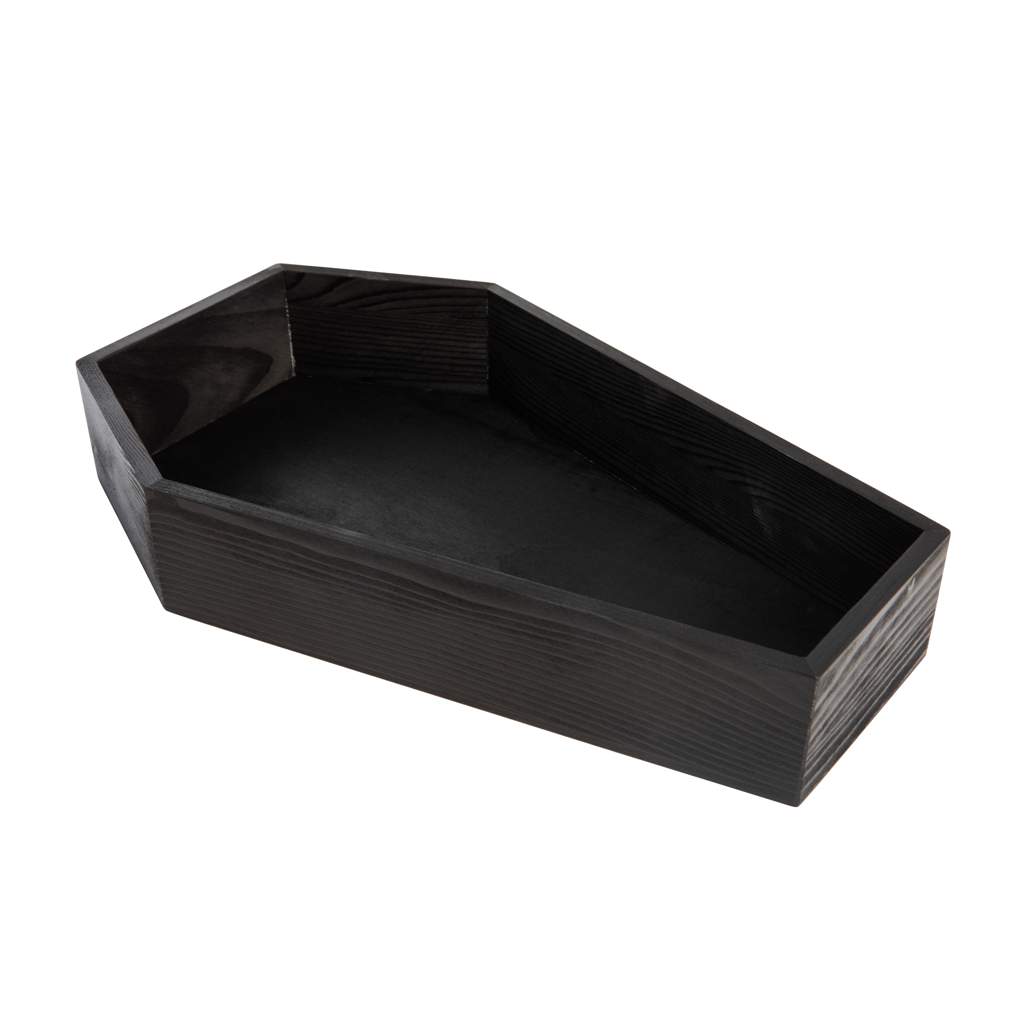 Black Painted Wood Coffin Tray – 13.5 Inch Coffin Shaped Serving Tray ...
