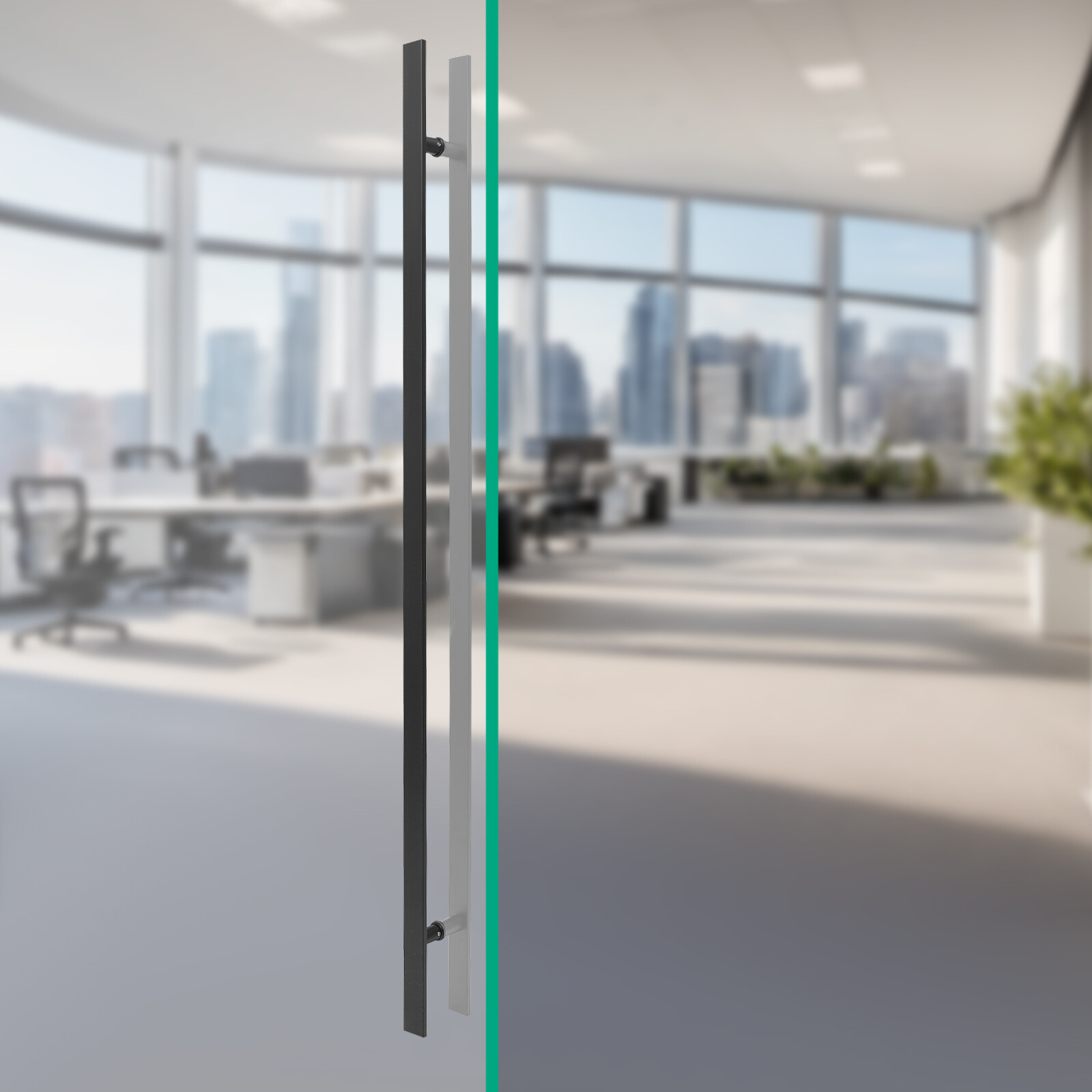 Black Pair of Pull Push Sliding Barn Door Handles, Commercial H Shape 3 ...