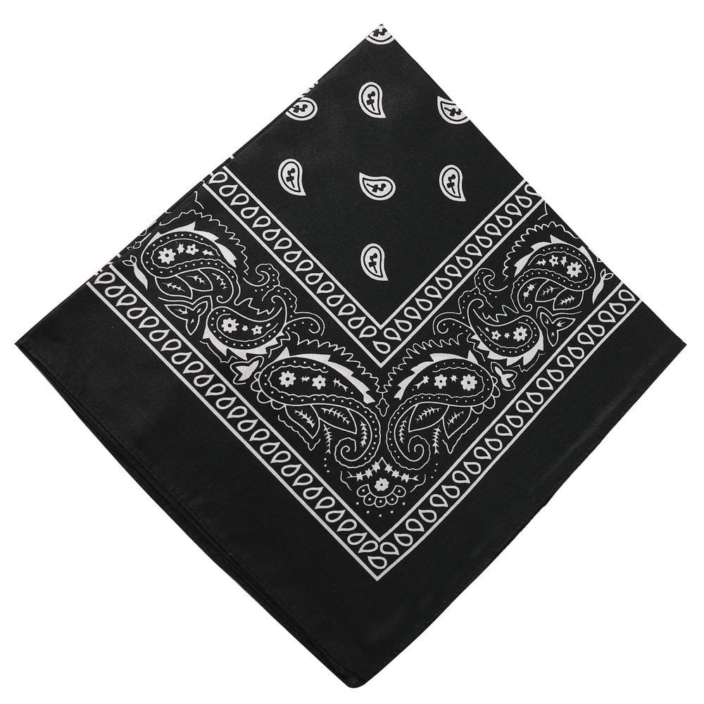 Black Paisley Bandana Head Scarf Double Sided For Fashion Headband Neck ...
