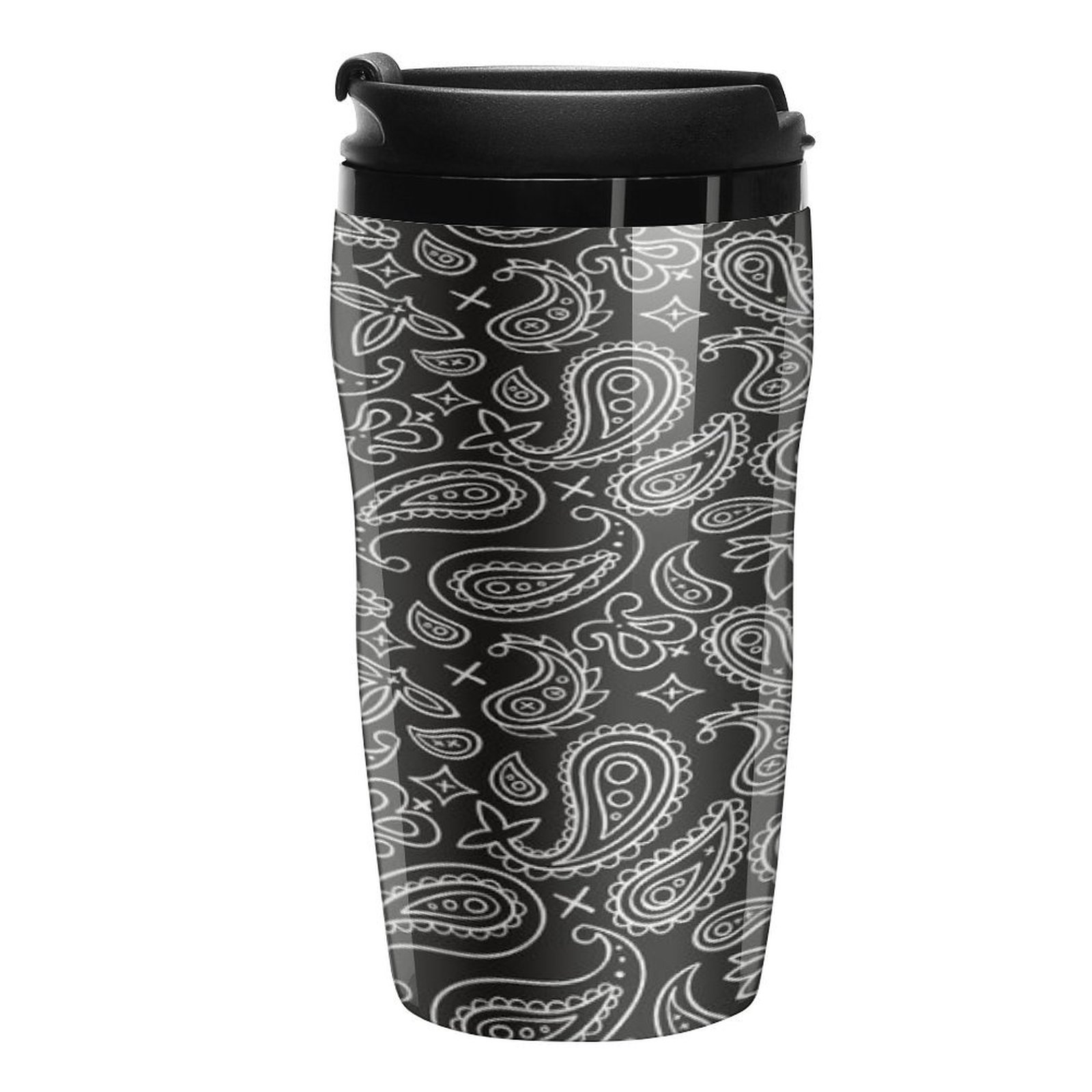 Black Paisley Bandana Pattern Double Walled Coffee Cup Plastic Water ...