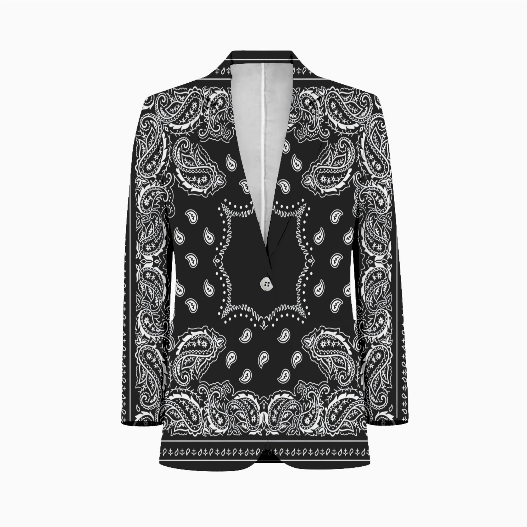 Black Paisley Bandana Pattern Mens Suits Shawl Collar Slim Fit Suit ...