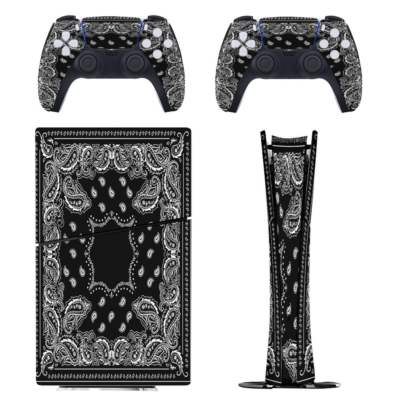 Black Paisley Bandana Pattern PS5/PS5 Pro/PS5 Slim Digital Disc Skin ...