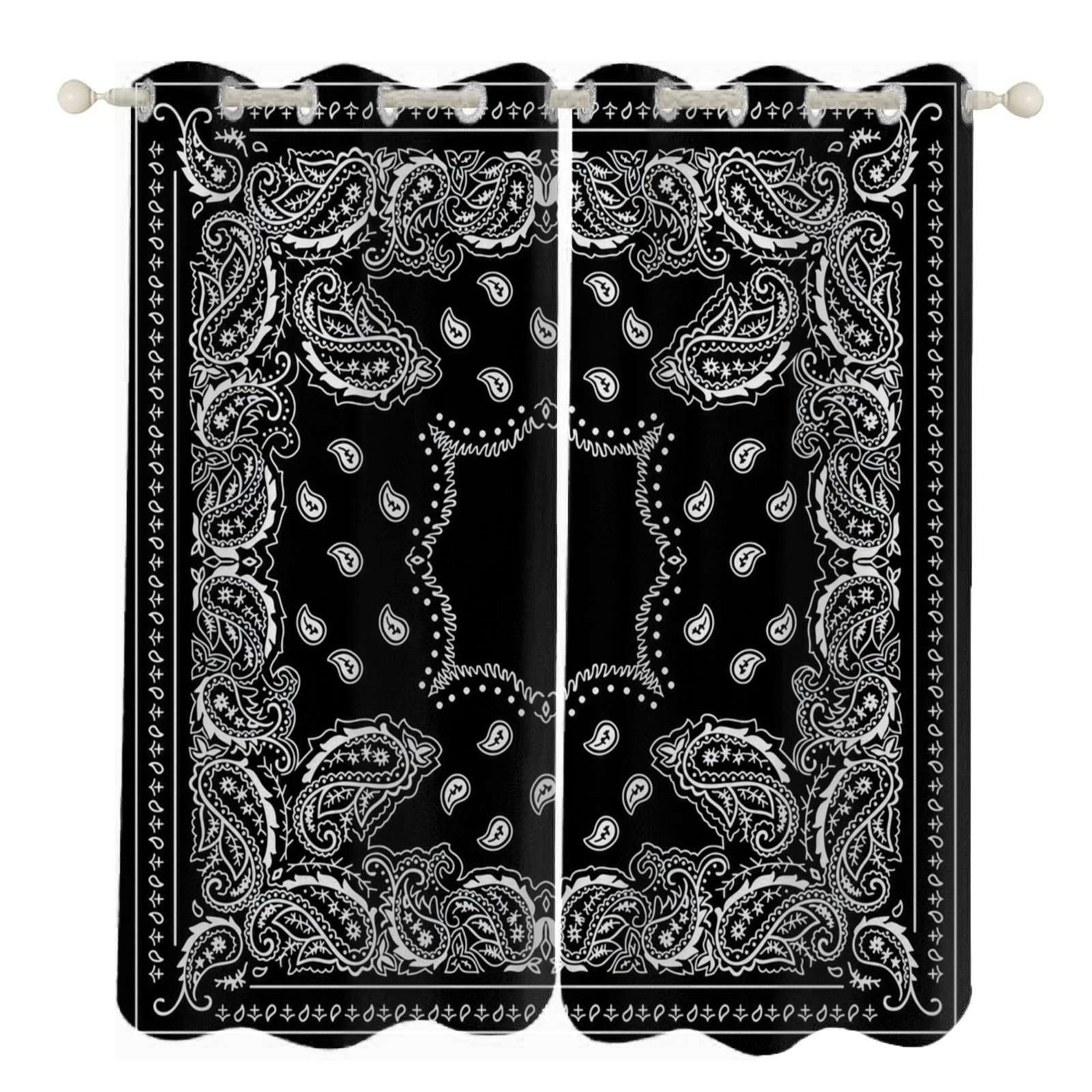 Black Paisley Bandana Pattern Sunshade Curtains Home Bedroom Living ...