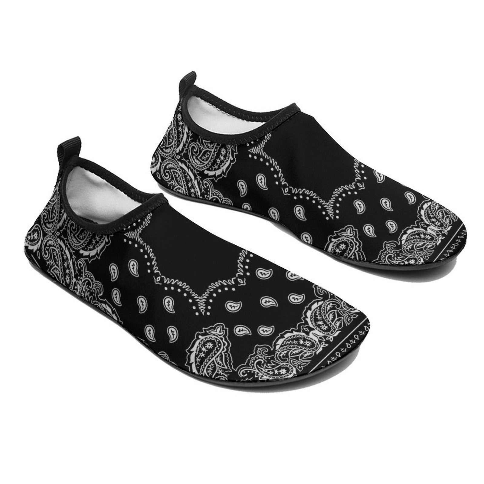 Black Paisley Bandana Pattern Water Shoes Beach Slip-on Shoes for Men ...