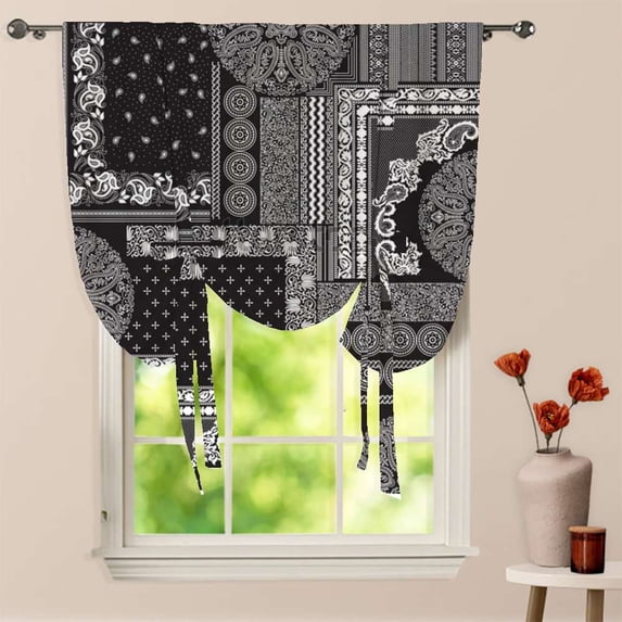 Black Paisley Bandana Patterns Window Curtain for Living Room Roman ...