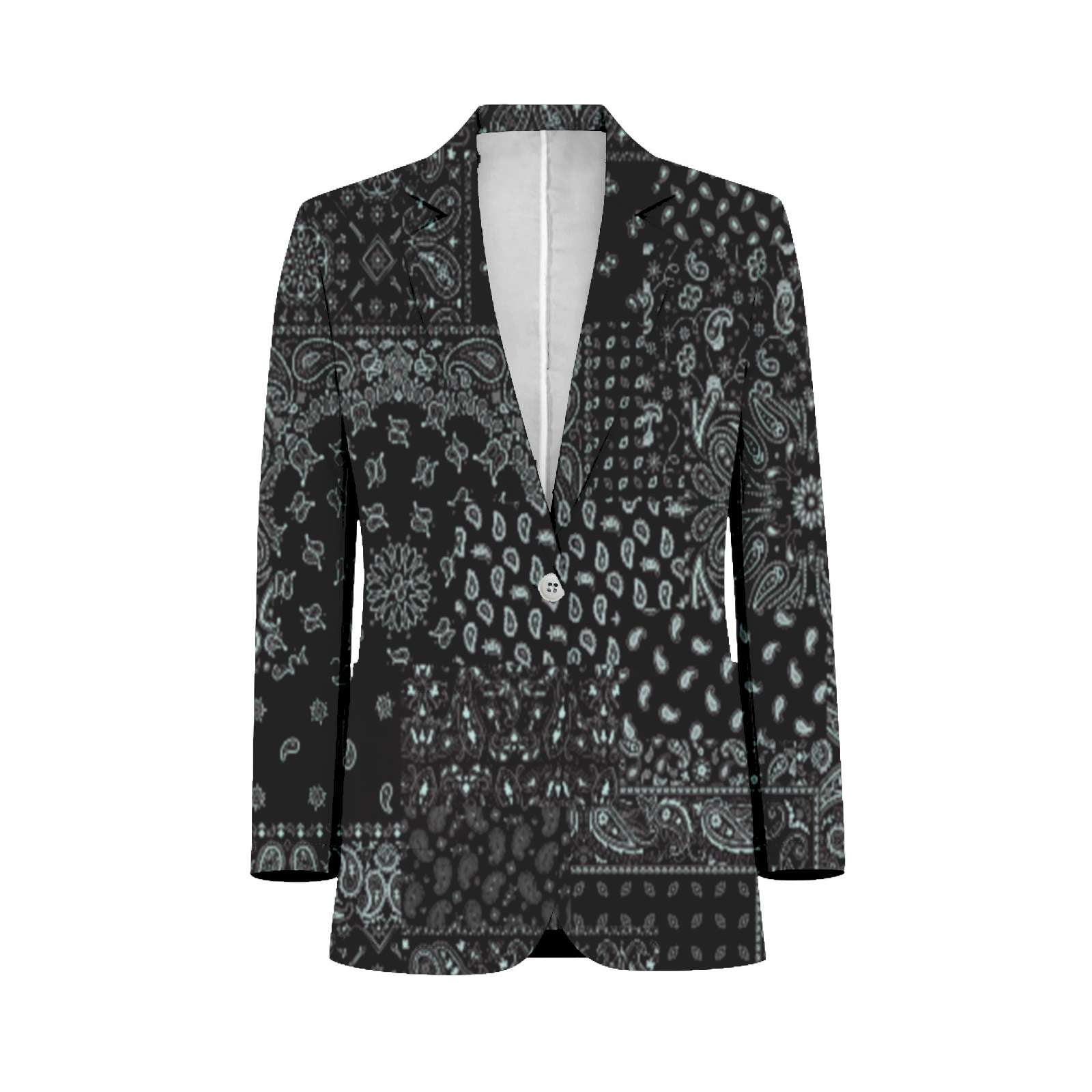 Black Paisley Bandana Print Customized Men's Suits full man Shawl ...