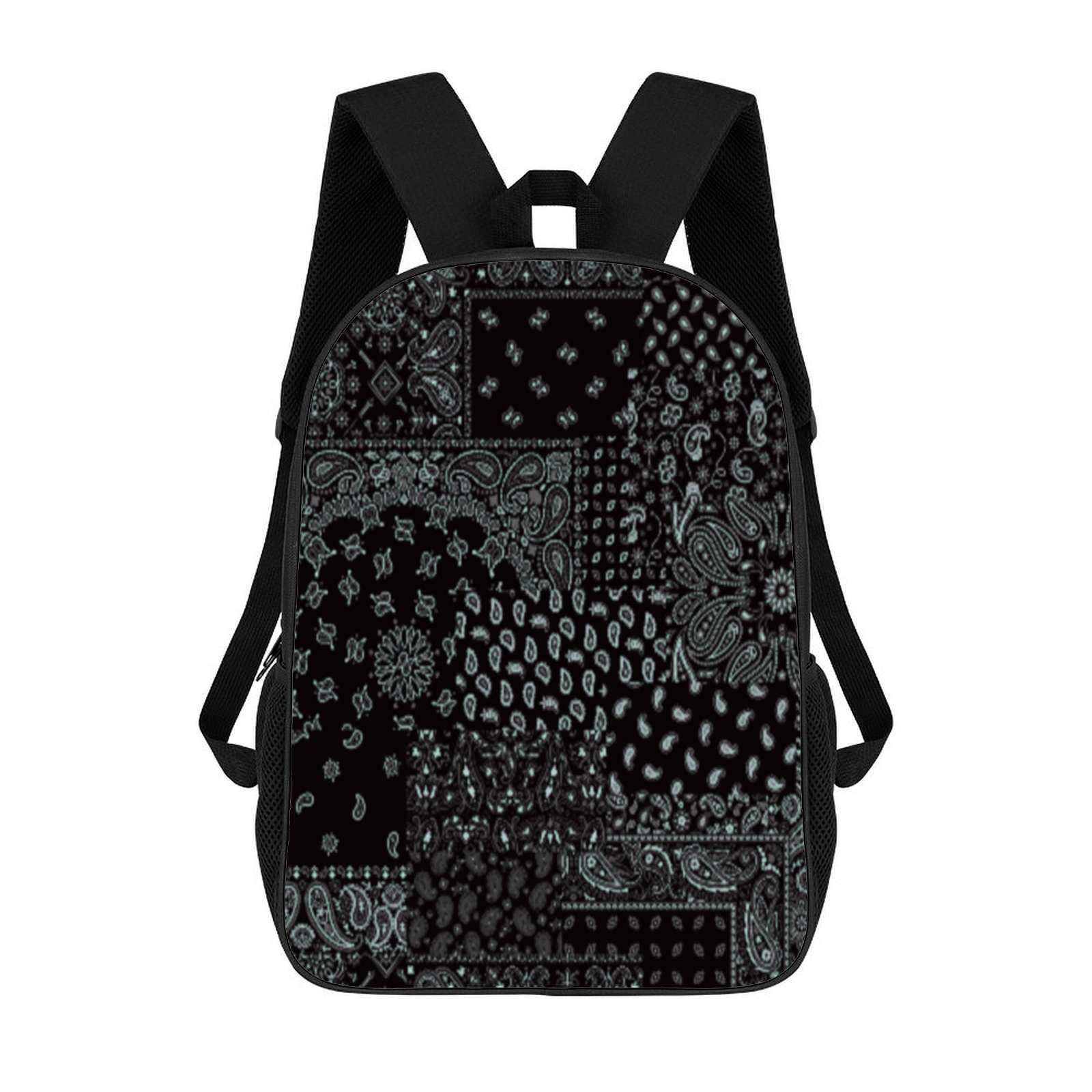 Black Paisley Bandana Print Large Capacity Backpacks For Teenagers ...
