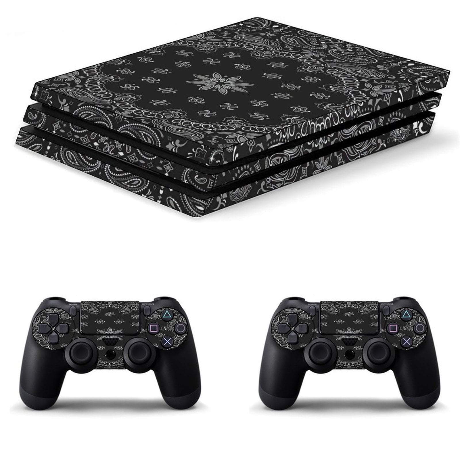 Black Paisley Bandana Print PS4/PS4 Pro/PS4 Slim Skin Sticker For ...