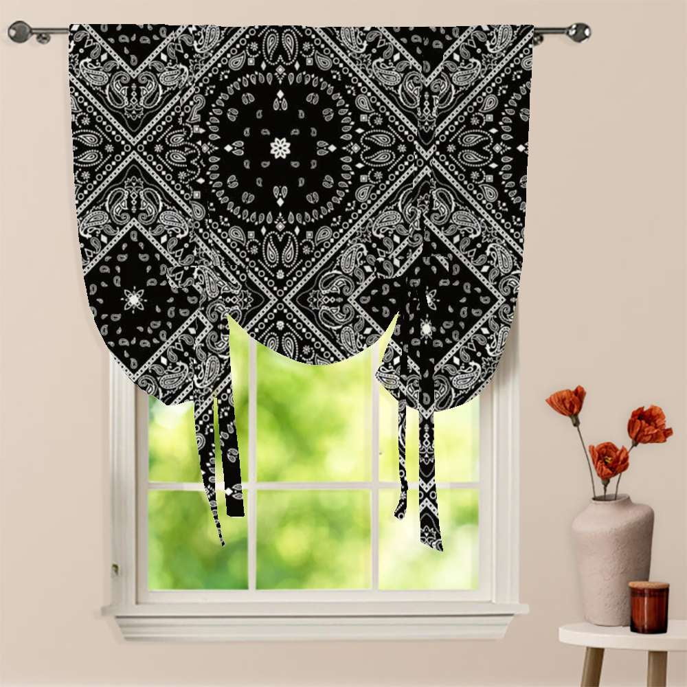 Black Paisley Bandana Window Curtain for Living Room Roman Curtain ...